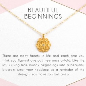 Jewelry | New Beginnings Gold Lotus Flower Necklace Card | Poshmark